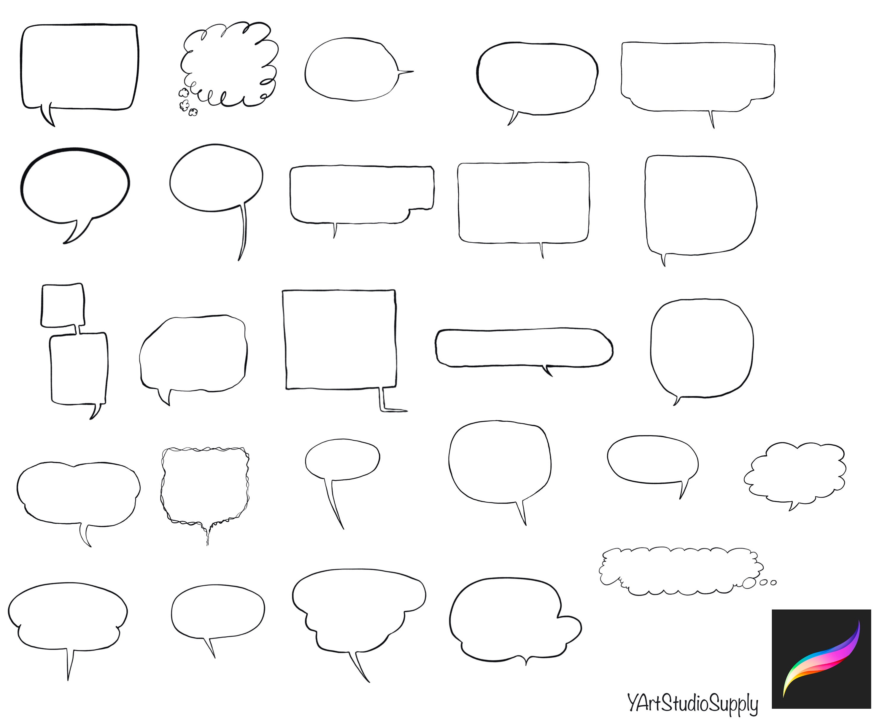 26 Speech Bubble Procreate Stamp Set｜procreate Brush Set - Etsy
