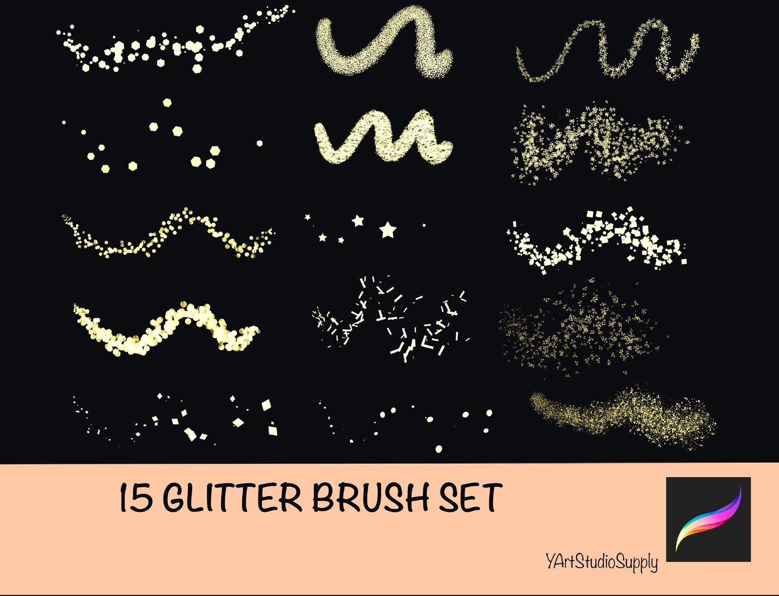 15 Glitter Procreate Brushes Sparkle Brush Set - Etsy