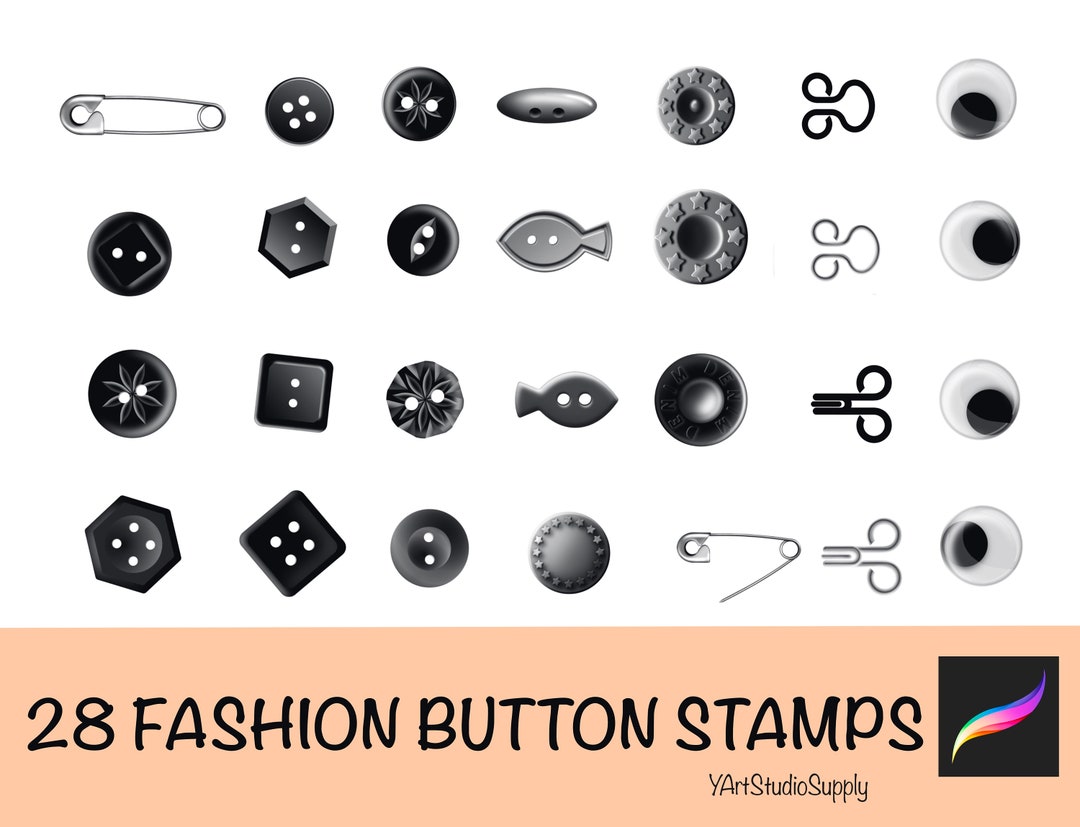 28 Fashion Button Stamp Set | Procreate Stamp Brushes - Etsy