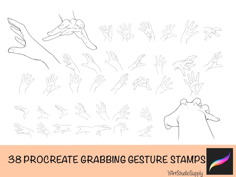 Grabbing Hand Gesture Stamps | Procreate Brush Set (digital Download ...