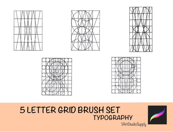 5 Letter Grid Procreate StampTypography Guideline | Etsy