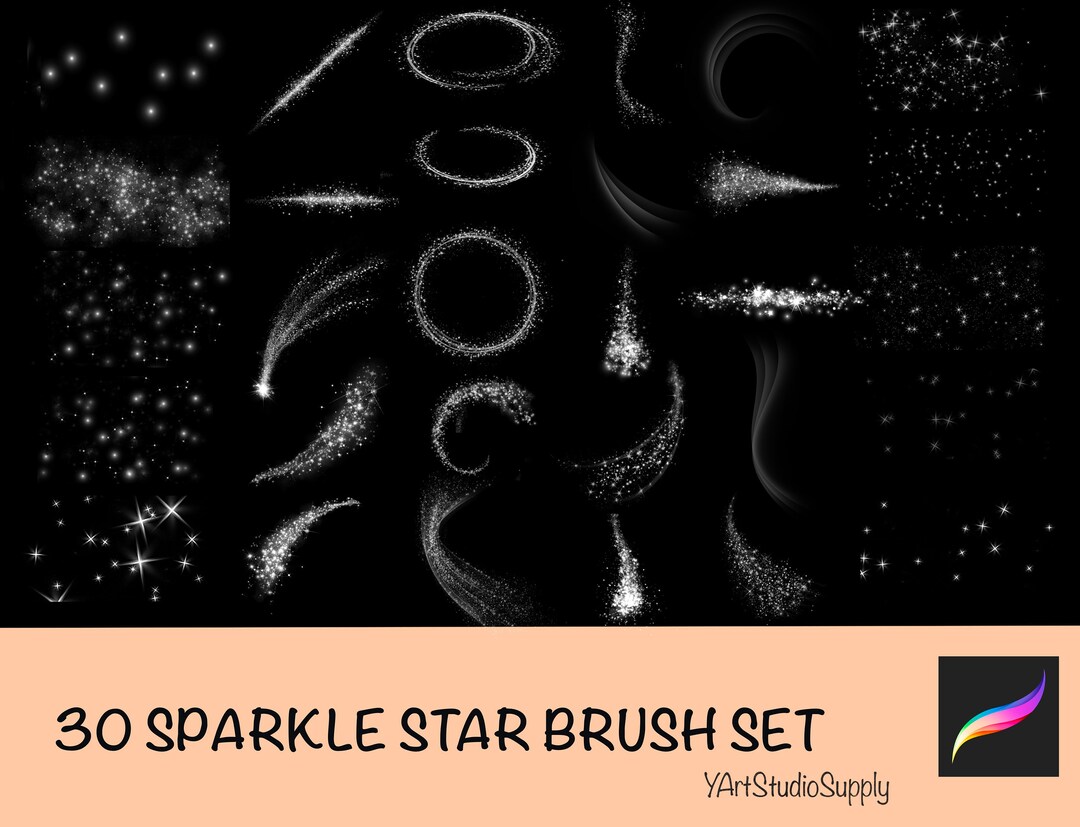 30 Sparkle Star Procreate Brush Stamp Set | Light, Galaxy, Star Brush ...
