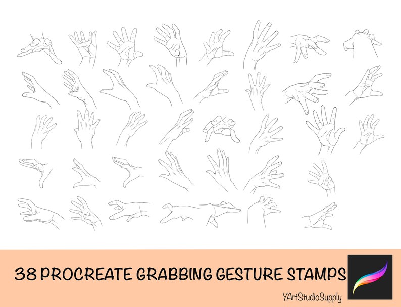 38 Grabbing Pose Hand Gesture Guide Stamps | Different Angle Hand Stamp ...