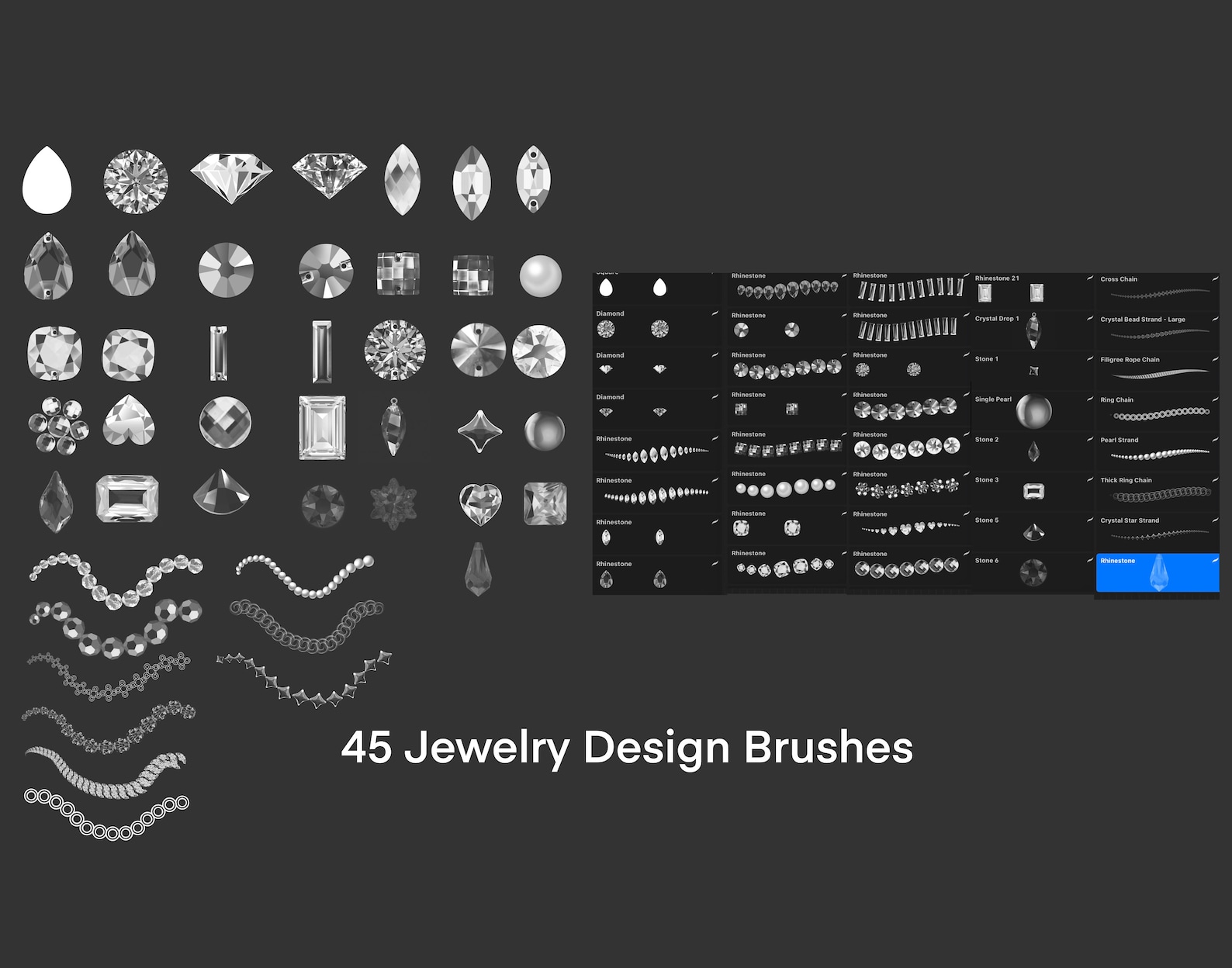 Procreate 45 Jewelry Design Brush, Gemstone and Chains | Procreate ...