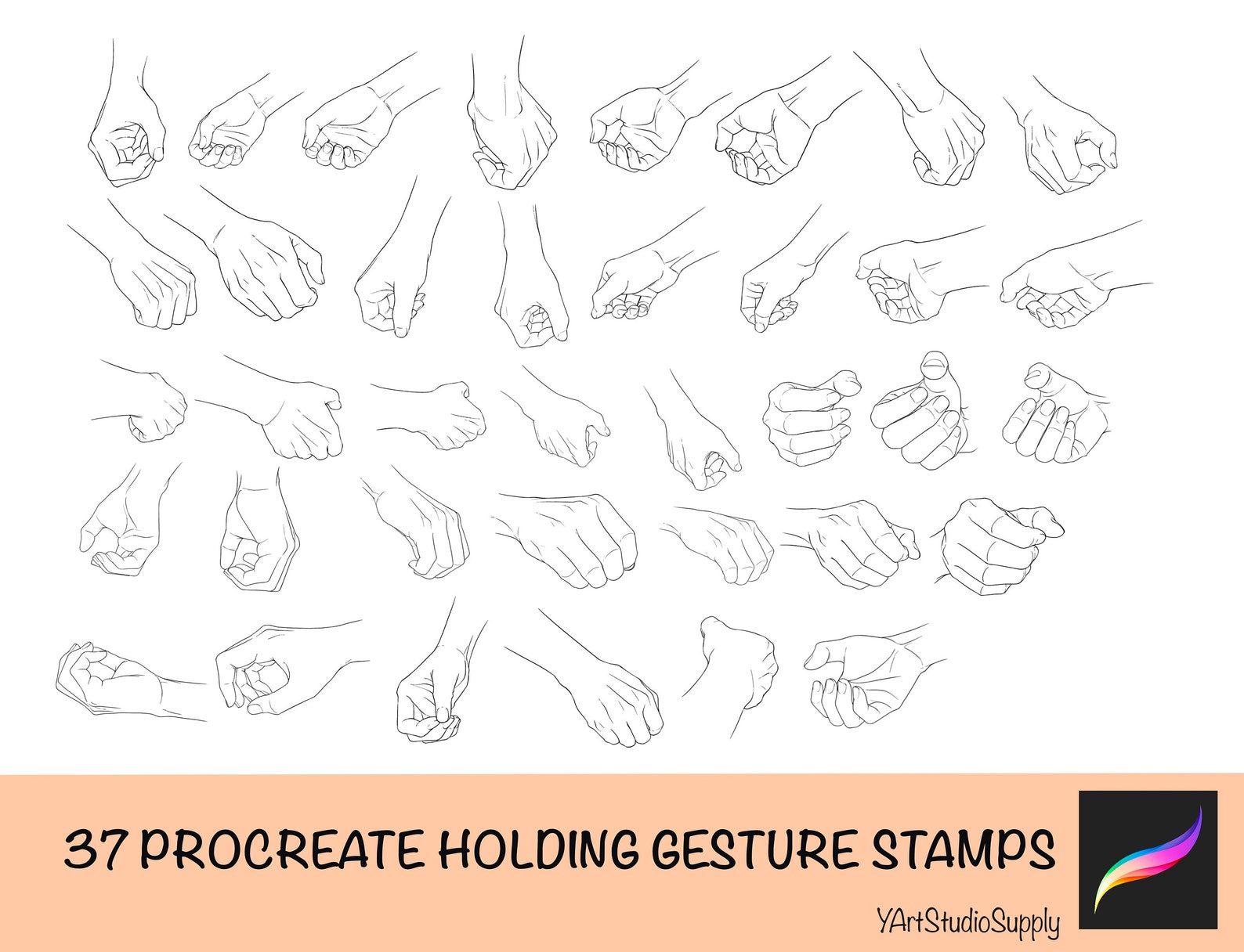 Holding Pose Hand Stamps | Procreate Brush Set (digital Download) - Etsy