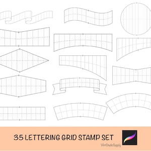 35 Lettering Grid Procreate Stamp｜calligraphy Guideline - Etsy