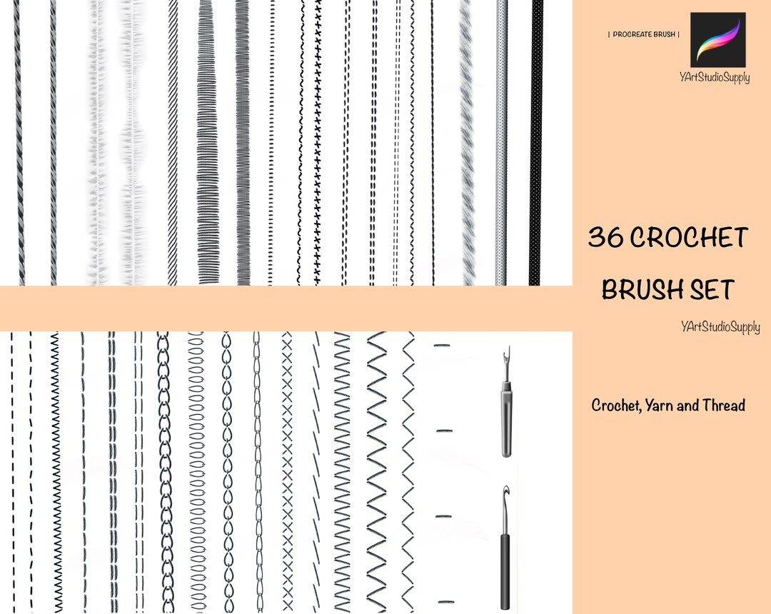 36 Crochet Procreate Brush Set｜fashion Fabric Pattern - Etsy