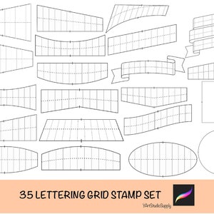 35 Lettering Grid Procreate Stamp｜calligraphy Guideline - Etsy
