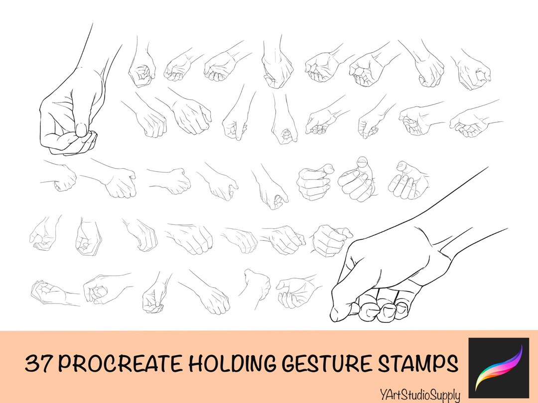 37 Holding Pose Hand Gesture Guide Stamps | Different Angle Hand Stamp ...