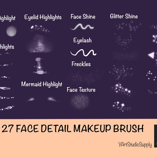 27 Face Details Makeup Procreate Brushes Face Glitter Mouth | Etsy