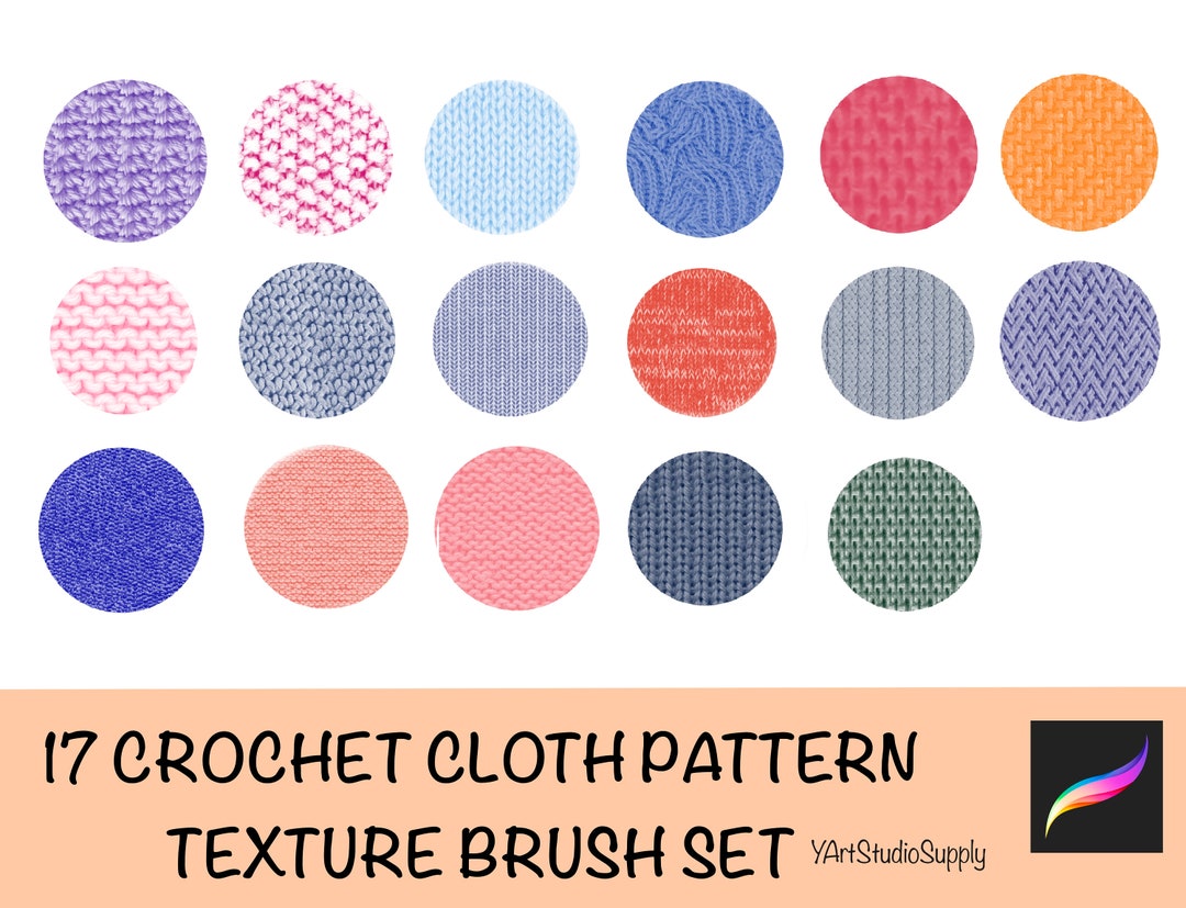 17 Crochet Fabric Pattern Procreate Brush Set｜fashion Fabric Pattern - Etsy
