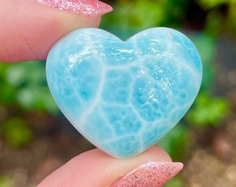 1.8 AAA Larimar Heart 25g, Rare Semi Precious Larimar Palm Stone ...