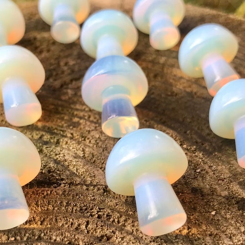 Mini Crystal Mushroom Opalite Iridescent Carved Toadstool - Etsy