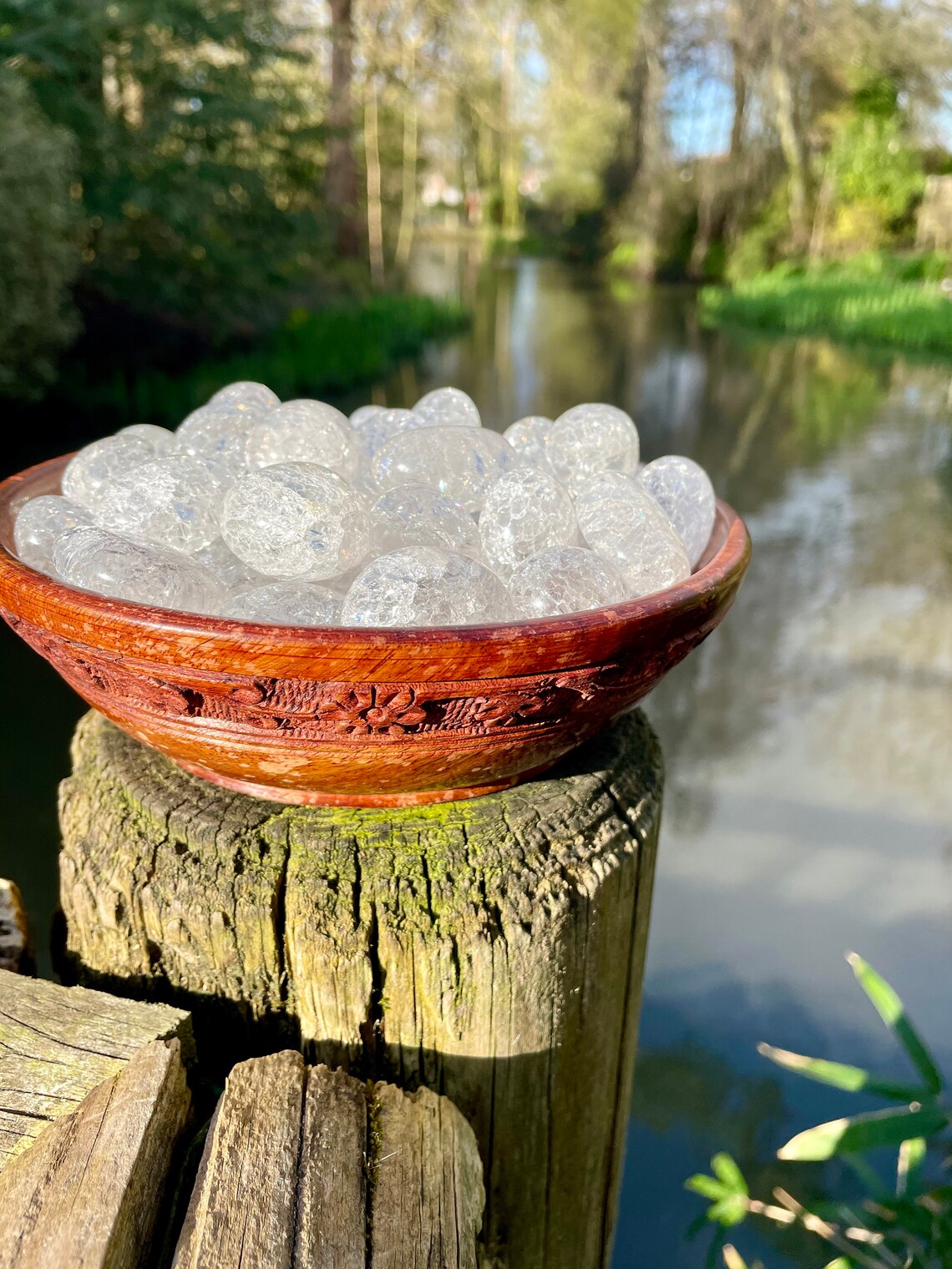 Crackle quartz tumblestones fire & ice quartz / small | Etsy