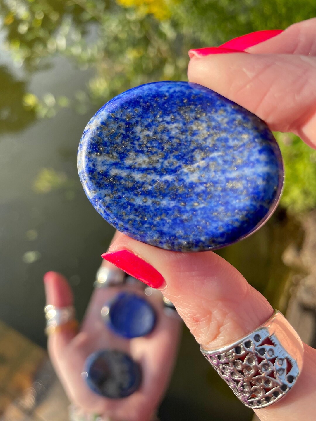 Lapis Lazuli Worry Stone, Crystal Thumb Stone, Blue Pocket Crystal ...