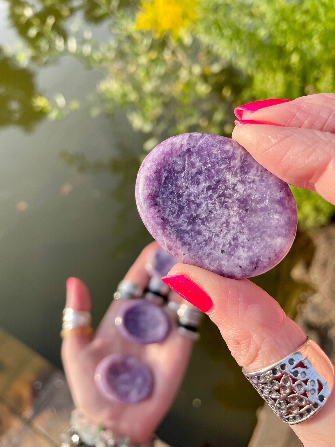 Lepidolite Worry Stone, Crystal Thumb Stone, Pocket Crystal, Purple ...