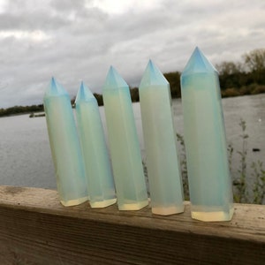 Opalite Crystal Tower, Iridescent Crystal Point, Blue Opal Wand, Flashy Crystal Tower, Crystal ...