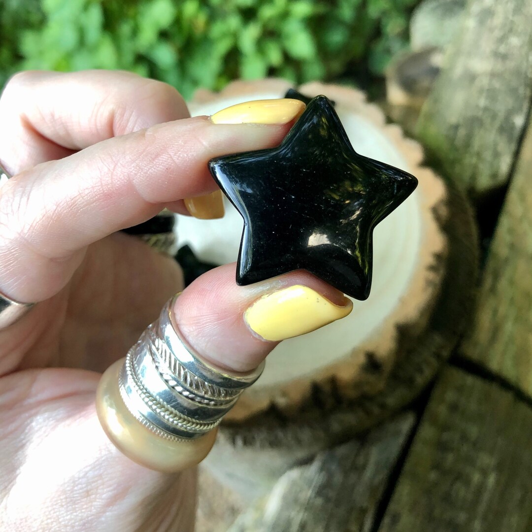 Mini Star Crystal Black Obsidian, Celestial Crystals, Star Shaped ...