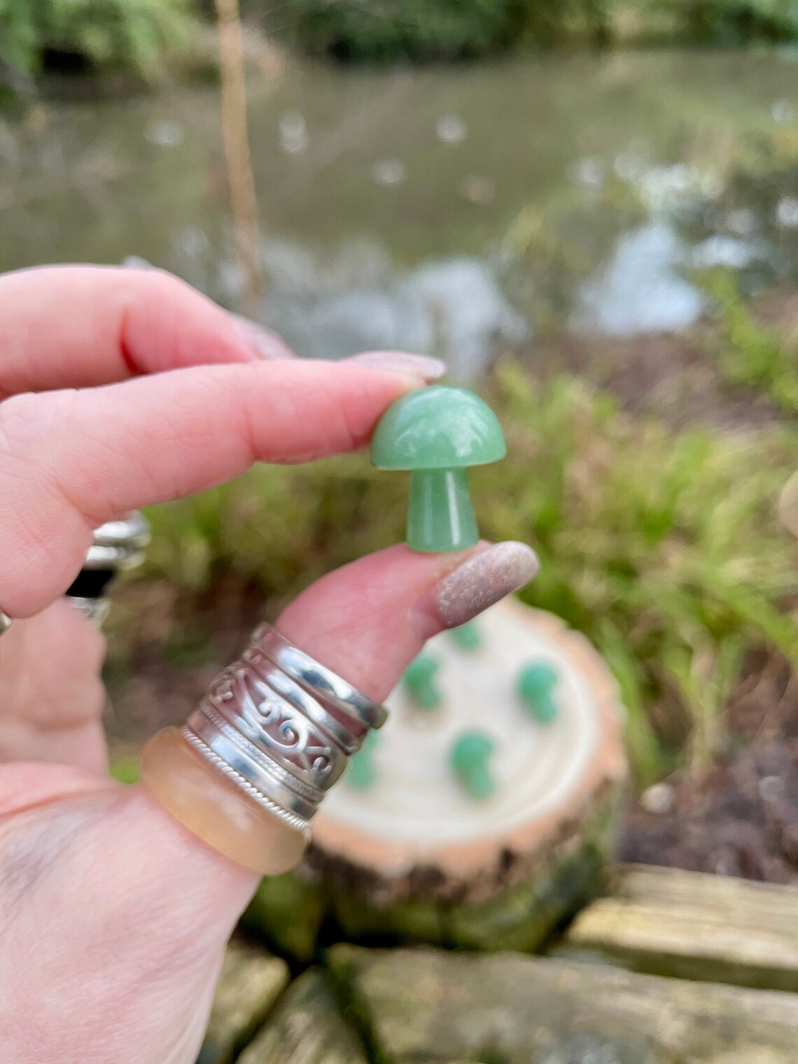 Mini Crystal Mushroom Green Aventurine Baby Toadstool Carved | Etsy UK