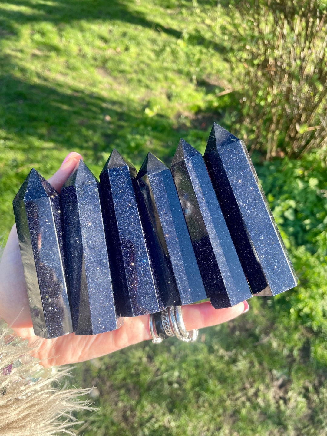 Blue Goldstone Crystal Tower, Night Sky Crystal, Glittery Navy Blue ...