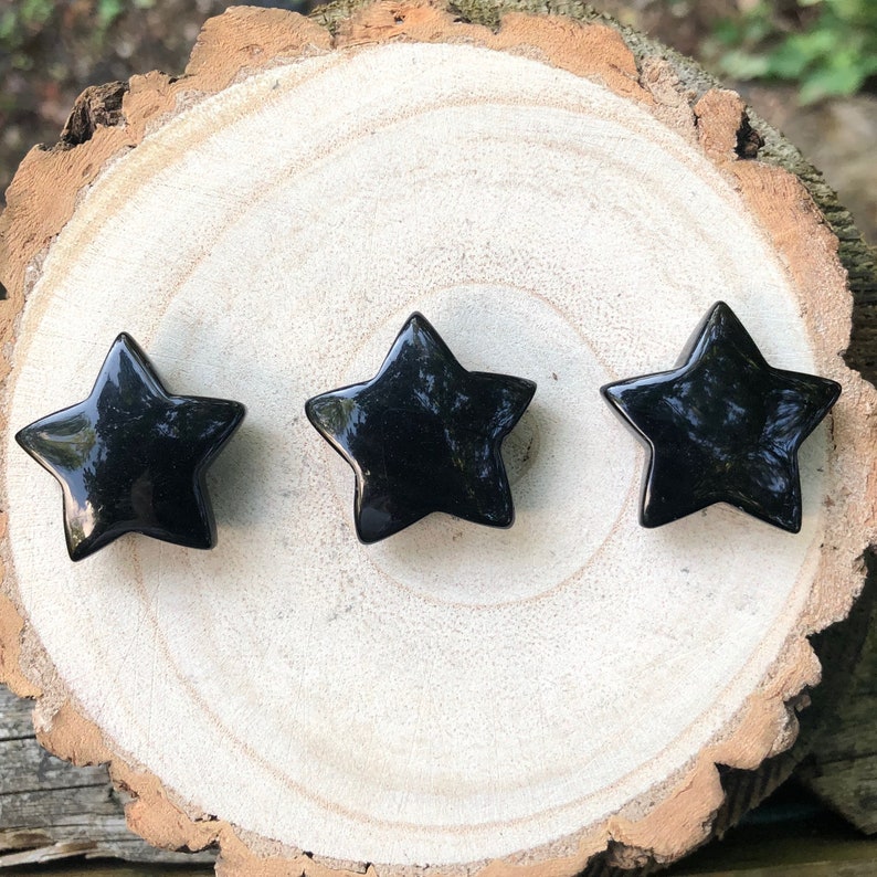 Mini Star Crystal Black Obsidian Celestial / Gemstone | Etsy