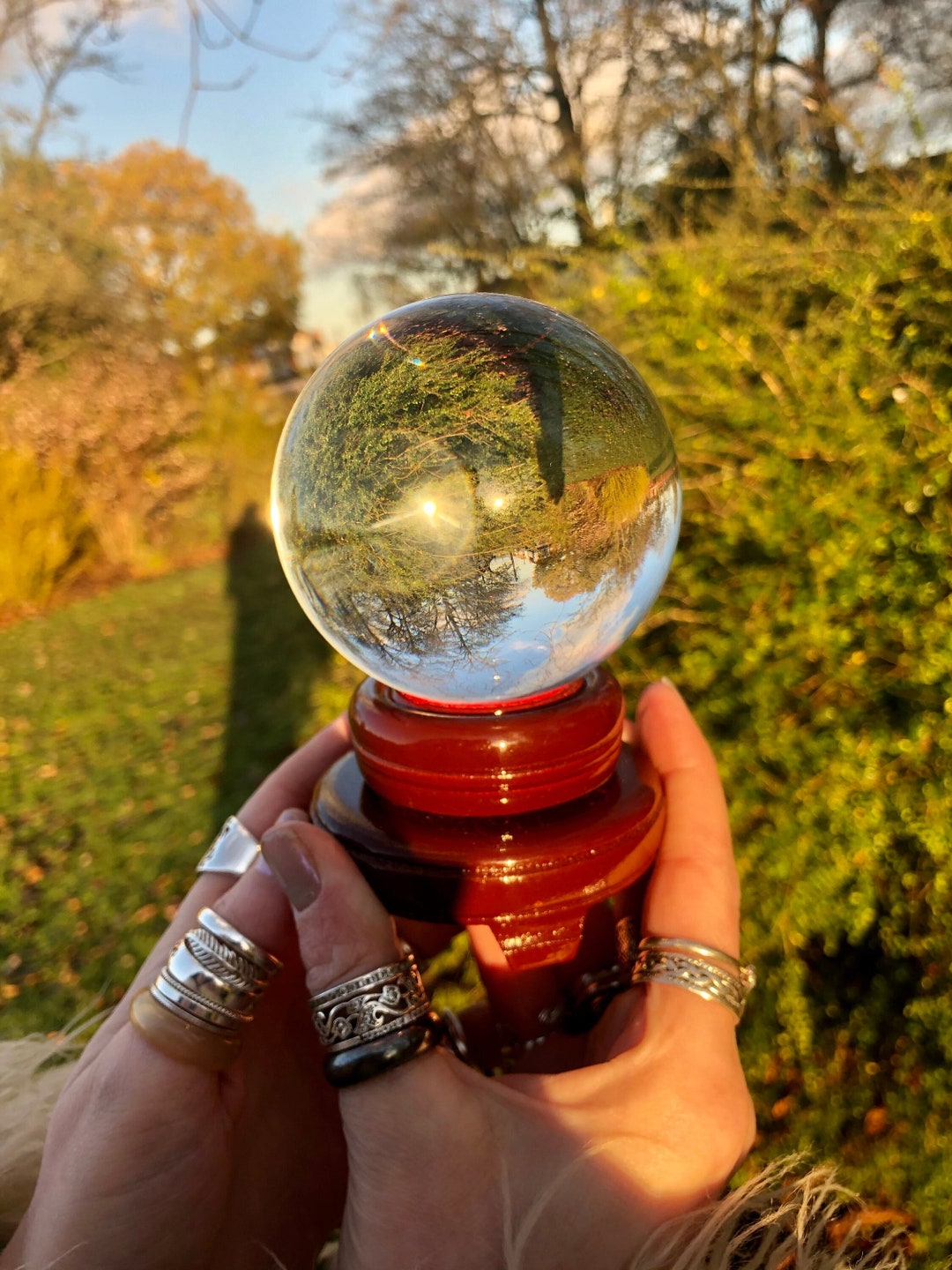 Crystal Ball With Wooden Base, Fortune Teller Gift, Large Crystal Ball ...