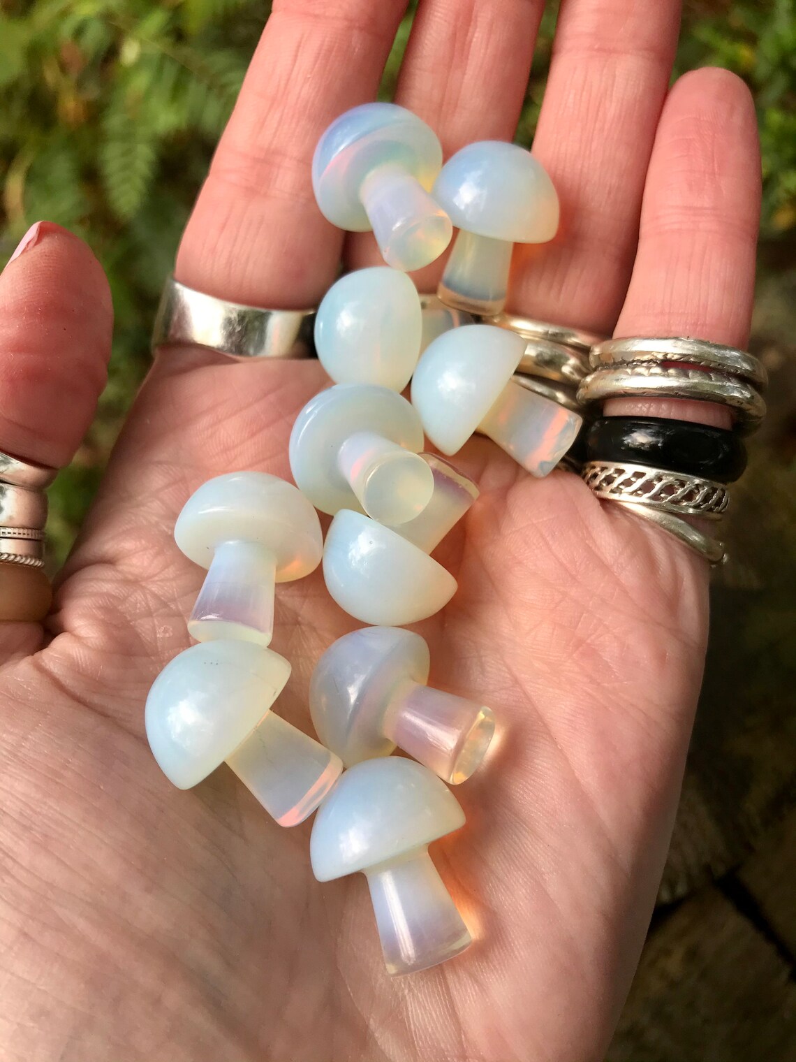 Mini Crystal Mushroom Opalite Iridescent Carved Toadstool - Etsy
