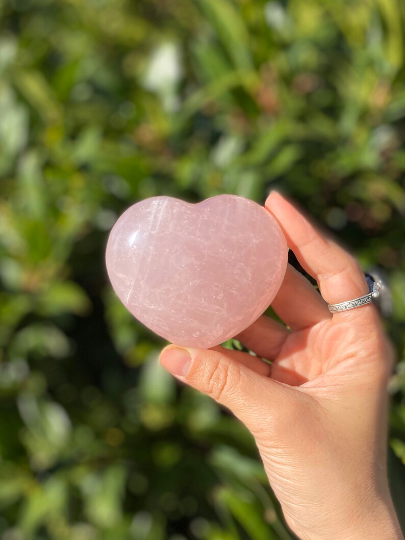 Large Pink Rose Quartz Polished Heart Shaped Natural Stone - Etsy