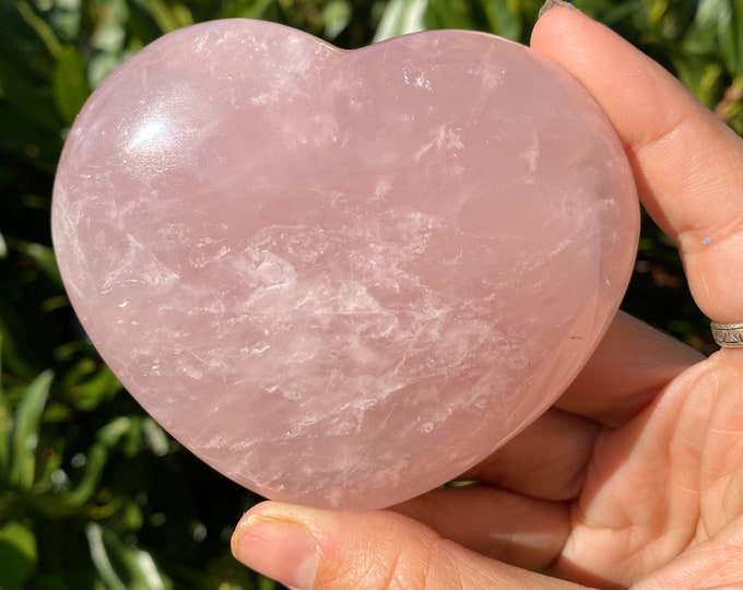 Large Pink Rose Quartz Polished Heart Shaped Natural Stone | Etsy