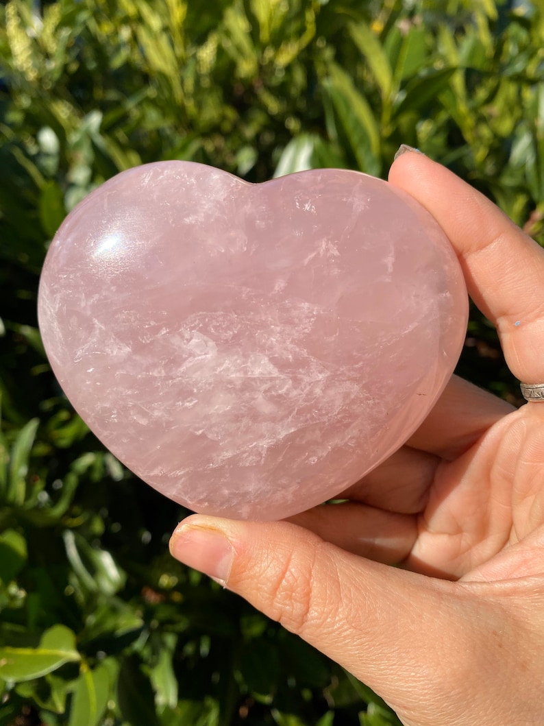 Large Pink Rose Quartz Polished Heart Shaped Natural Stone - Etsy
