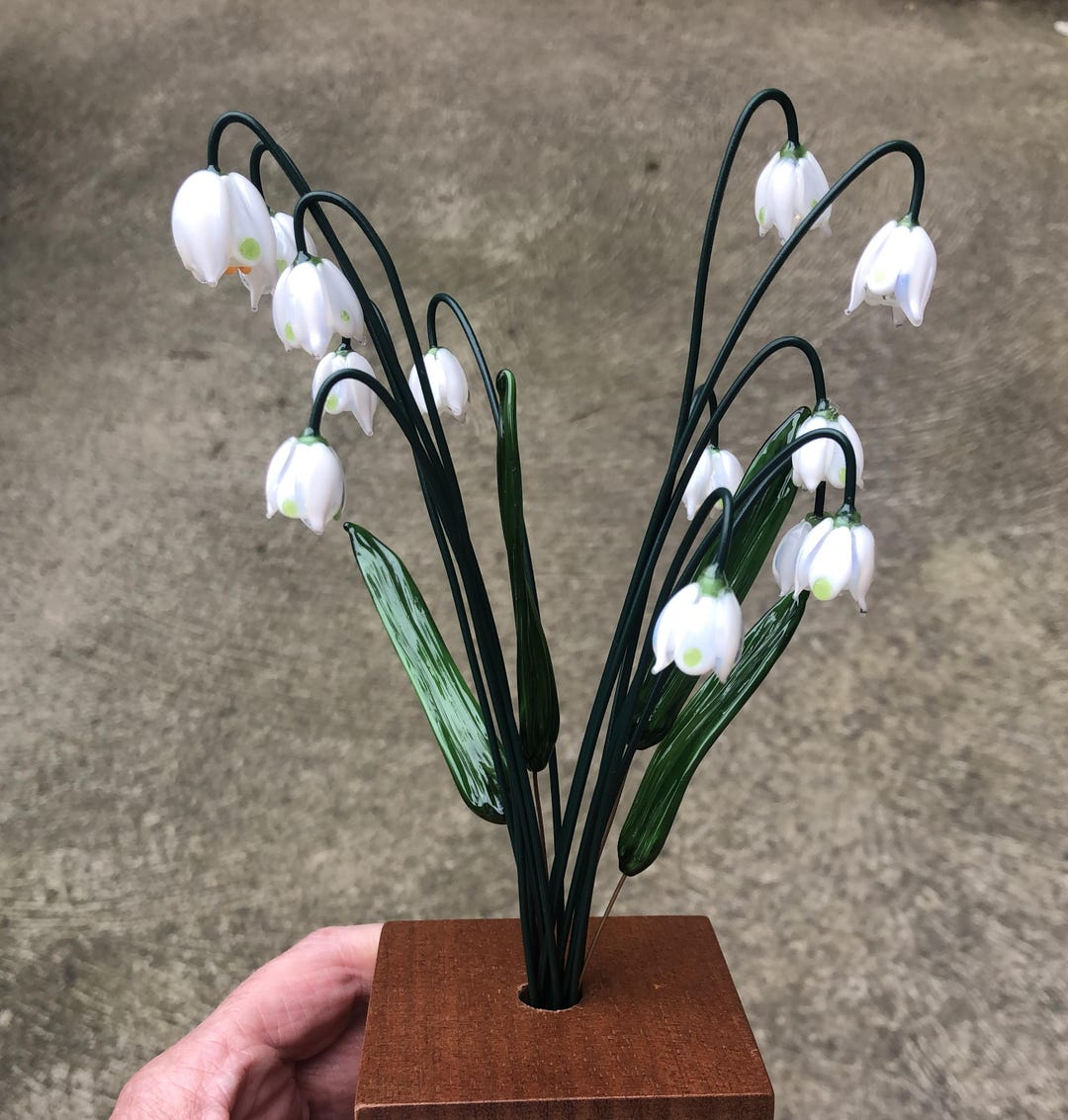 Large Size Individual Snowdrop Bouquet Flowers Handmade Lampwork Glass ...
