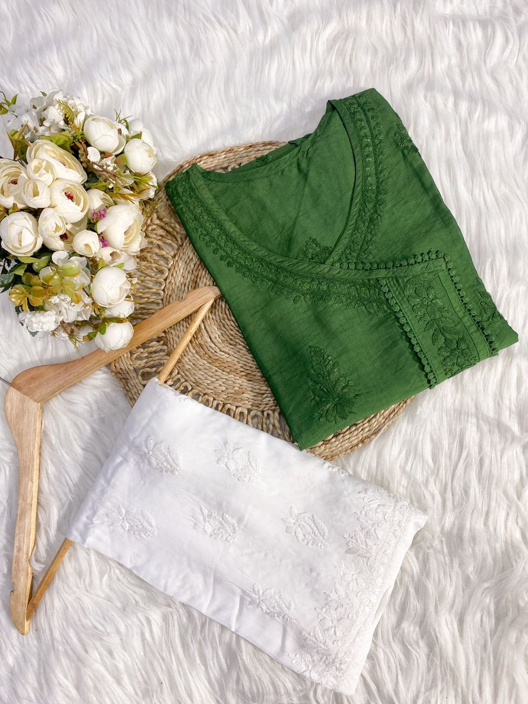 Chanderi Cotton Chicken Work Straight Style Kurta/kurti for Women ...