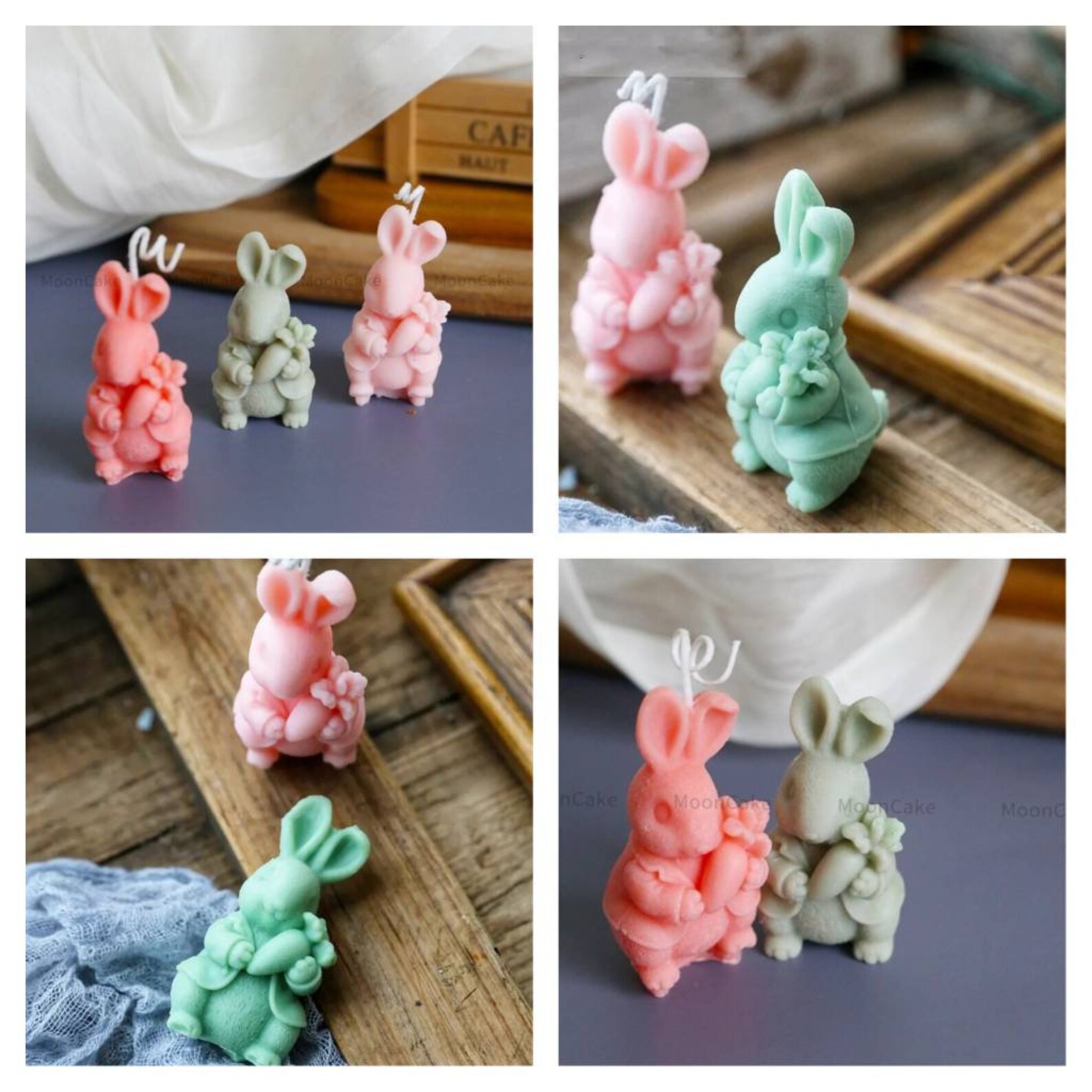 3d Bunny Rabbit Theme Mold Mould Silicone Soap Melt and Pour Candle ...