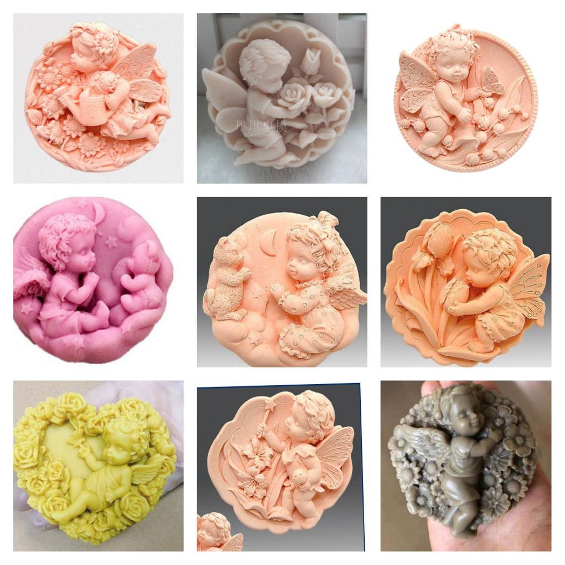 Angel Fairy Molds With Wings Baby Girl Boy Cloud Stories Soap Candle ...
