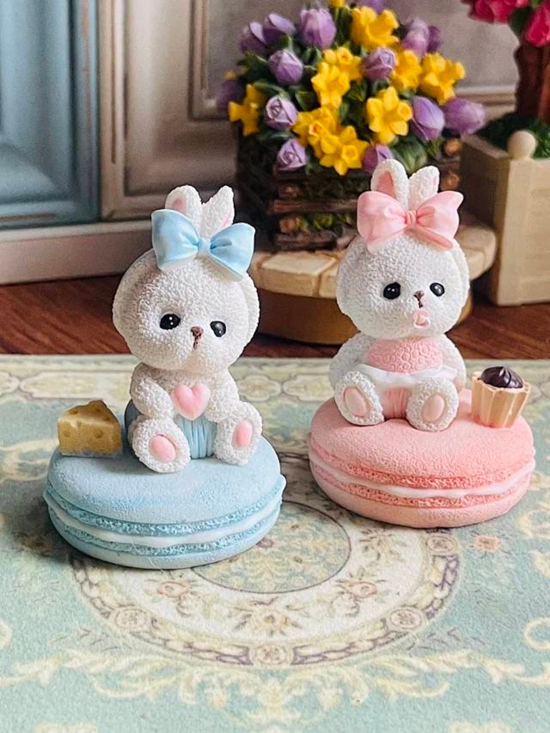 3d Bunny Rabbit on Macaroon Mold Mould Silicone Soap Melt and Pour ...