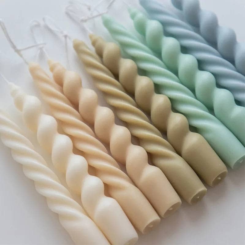 Handmade Spiral Long Pole Candle Silicone Mold Candles Beeswax Piller ...