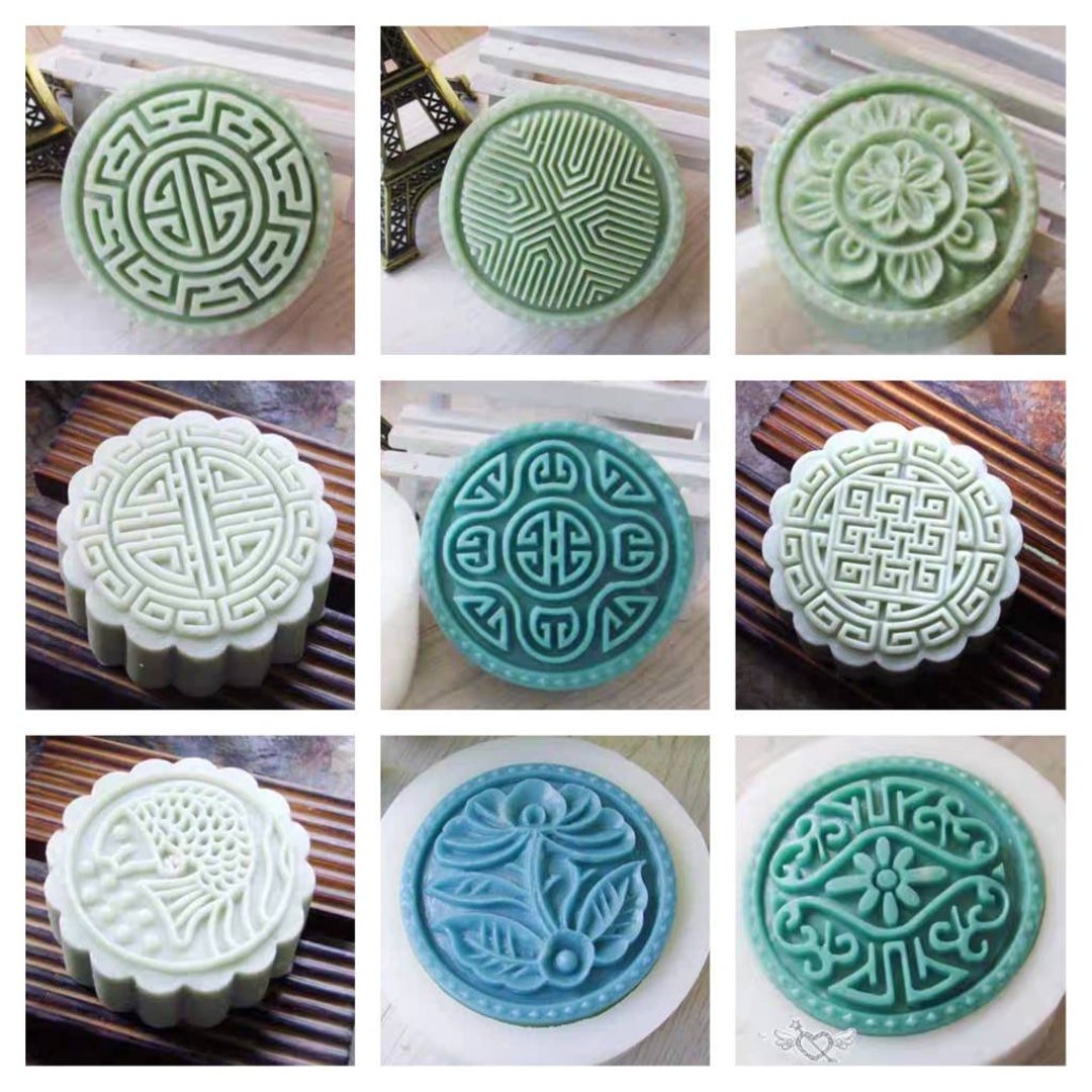 Moon Cake Round Shape Design Mold Embroidery Pattern Soap Candle Resin ...