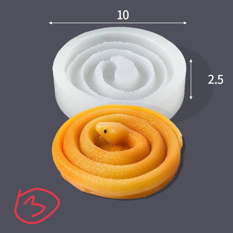 3d Snake Coiling Candle Soy Wax Beeswax Silicone Designer Mold - Etsy