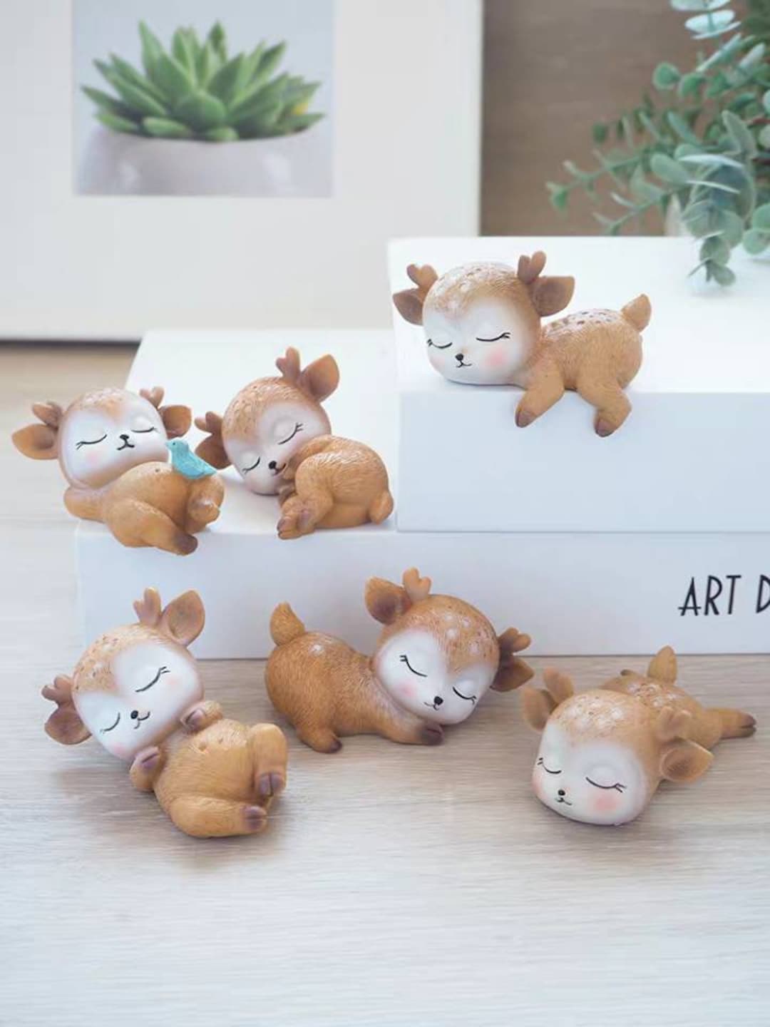 3d Cute Sika Deer Figurine Sleeping Fawn Forest Candle Mould Silicone ...