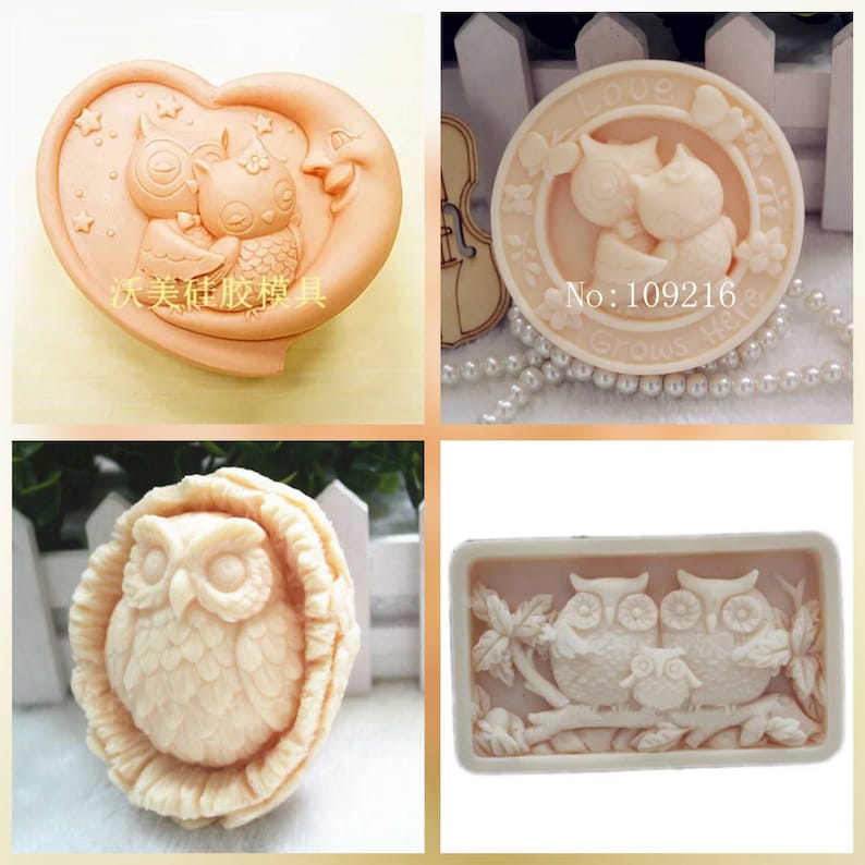 Cute Owl Family Mold Mould Silicone Candle Soap Christmas Food Pastry ...