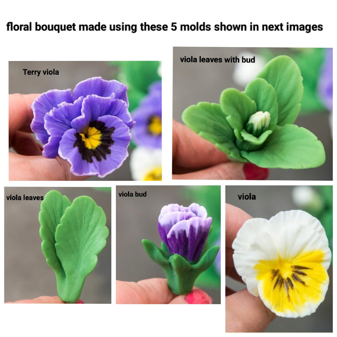 Realistic 3d Viola Flower Floral Soap Candle Clay Resin Silicone Mold ...