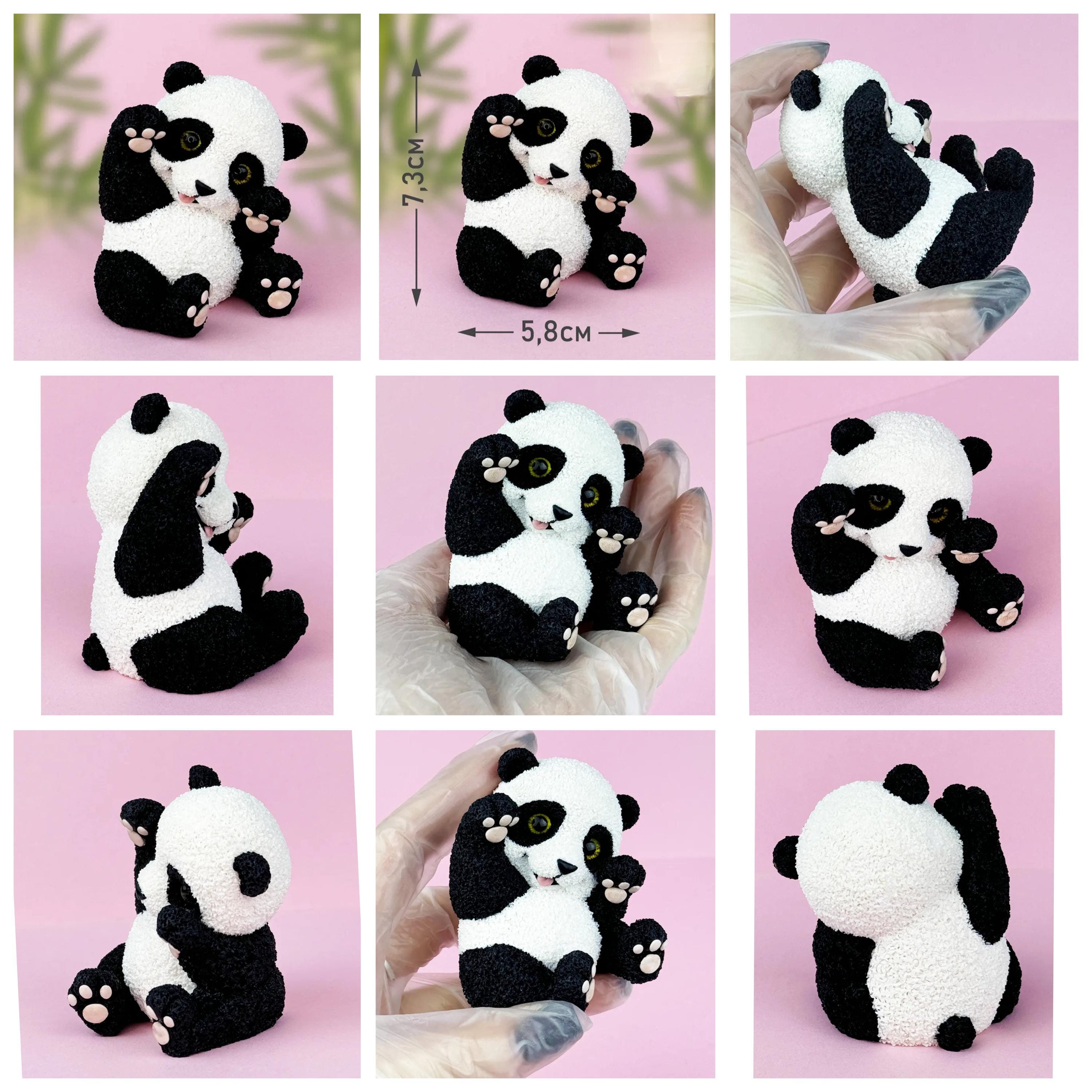 Handmade 3d Panda and Mother Baby Panda Silicone Mold Mould Soap Candle ...