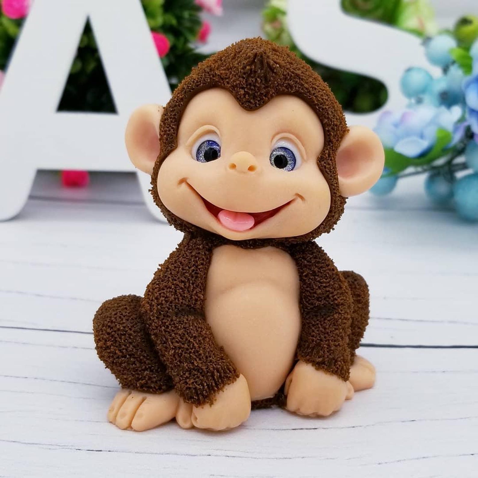 Handmade Silicone Mold Cute 3d Monkey Happy Baby Mould Soap Candle ...