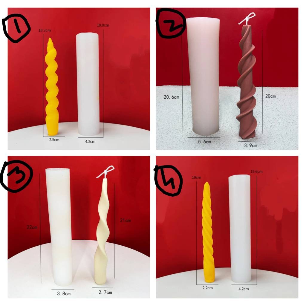 Handmade Spiral Long Pole Candle Silicone Mold Candles Beeswax Piller ...