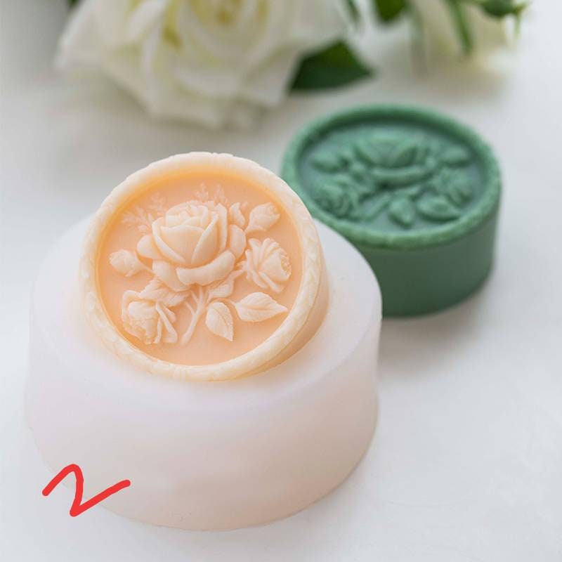 Handmade Rose Roses Heart Round Soap Making Silicone Designer Mold ...