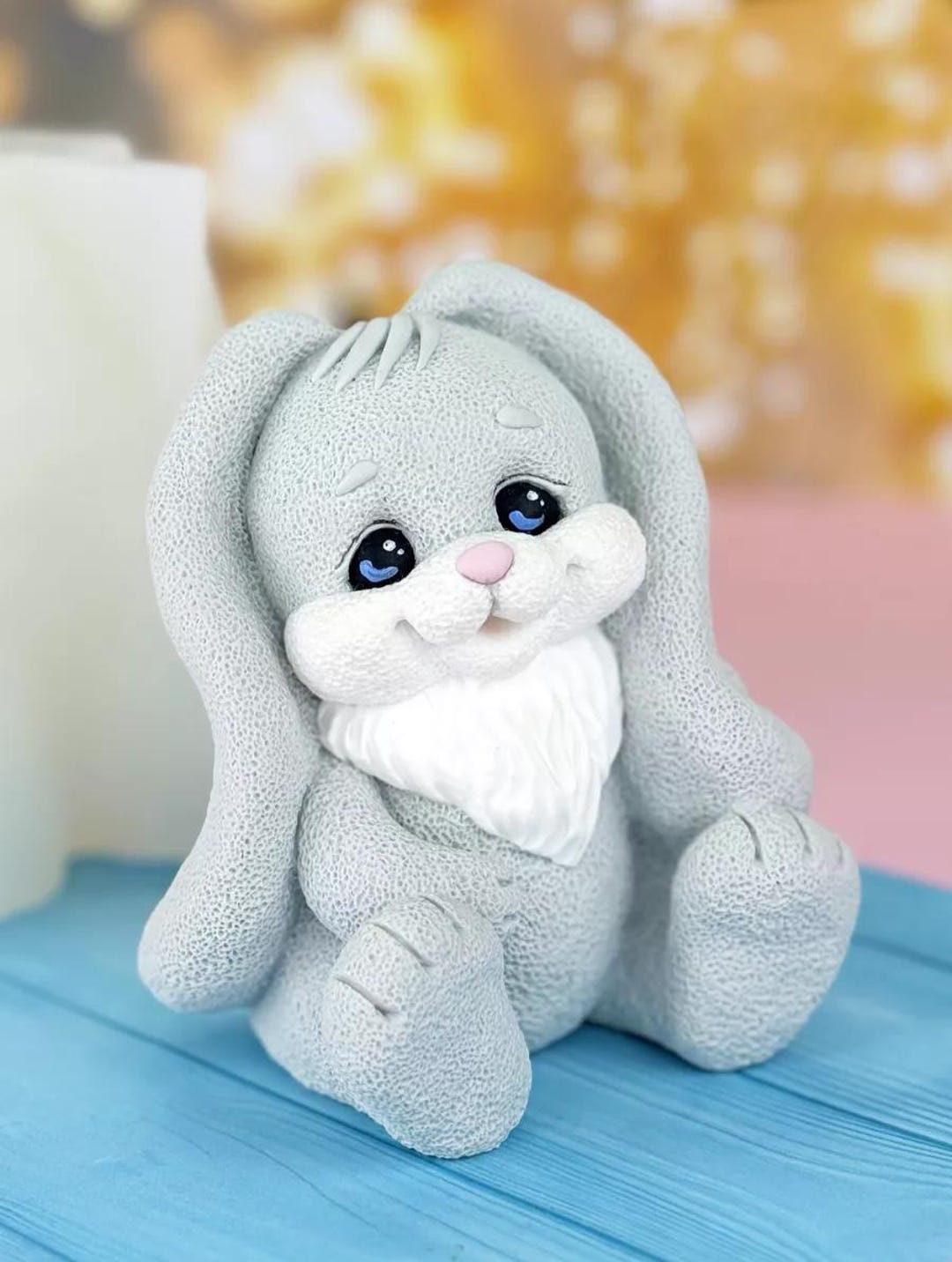 Handmade 3d BIG Bunny Silicone Mold Soap Candle Gypsum Cement Rabbit ...