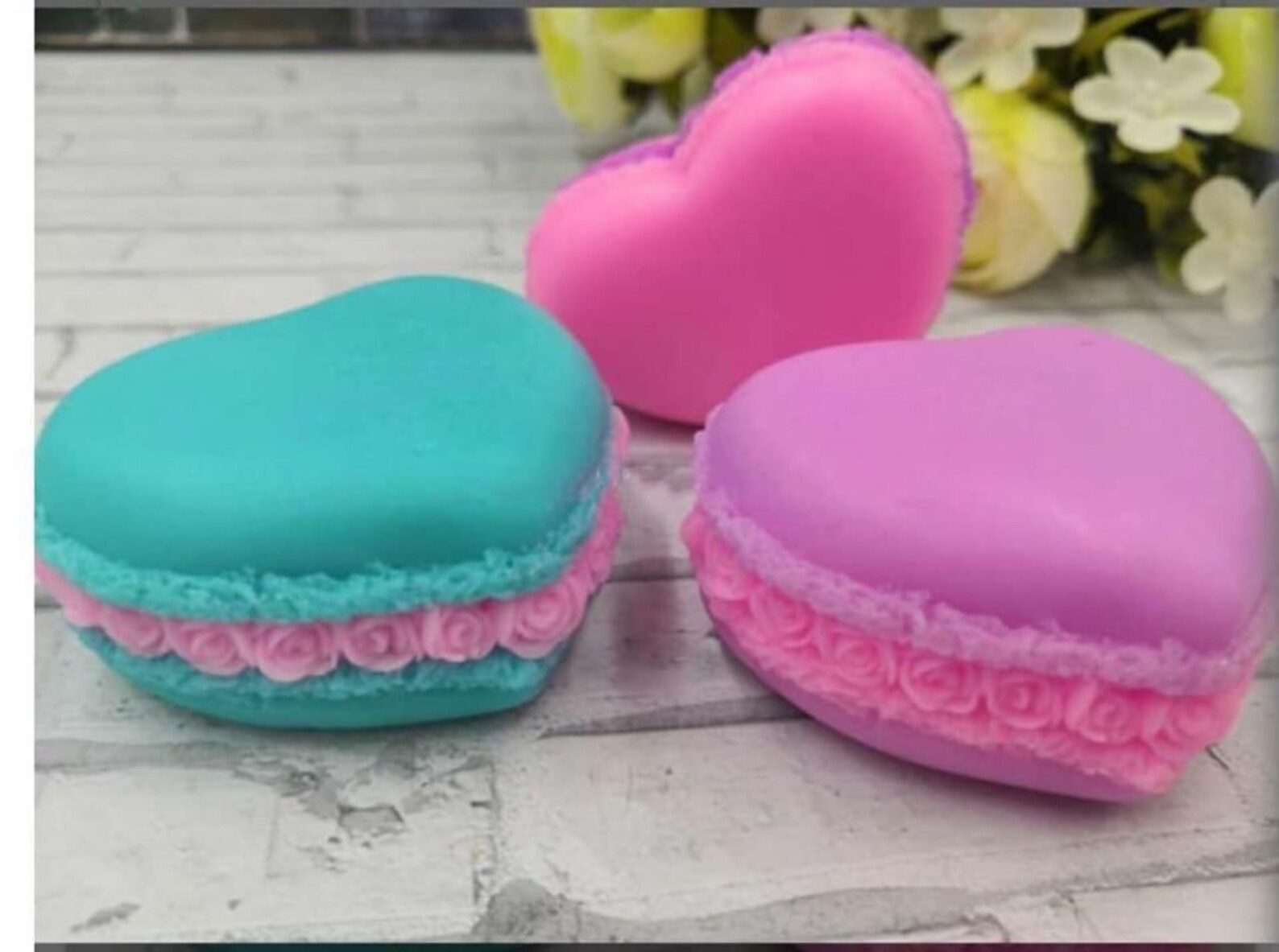 Heart and Round Shape Rose Roses French Macaroon Macaron Mold Mould ...