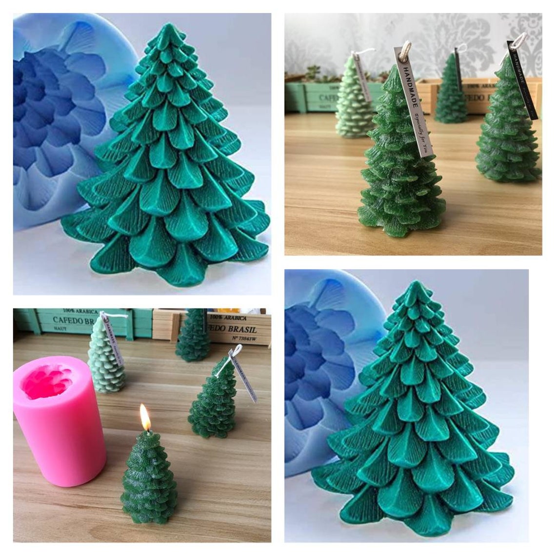 3d Large Christmas Tree Xmas Santa Father New Year Silicone Mold Soap ...