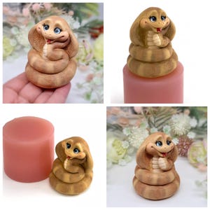 Handmade Silicone Mold for 3d Cute Snake Baby Mould Candle Soap Making ...