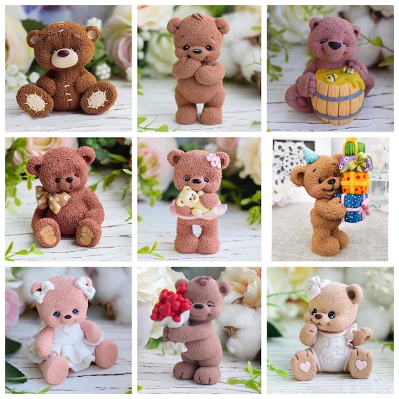 3d Cute Teddy Bear Soap Making Candle Silicone Designer Mold Mould Floral Rose Roses Design Melt and Pour Flower Clay Resin Craft Etsy UK
